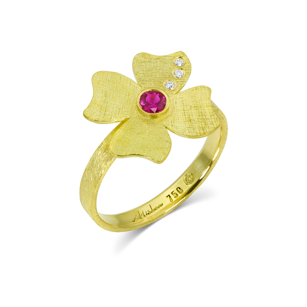 Ruby Single Yellow Gold Ring – Alishan Jewelry